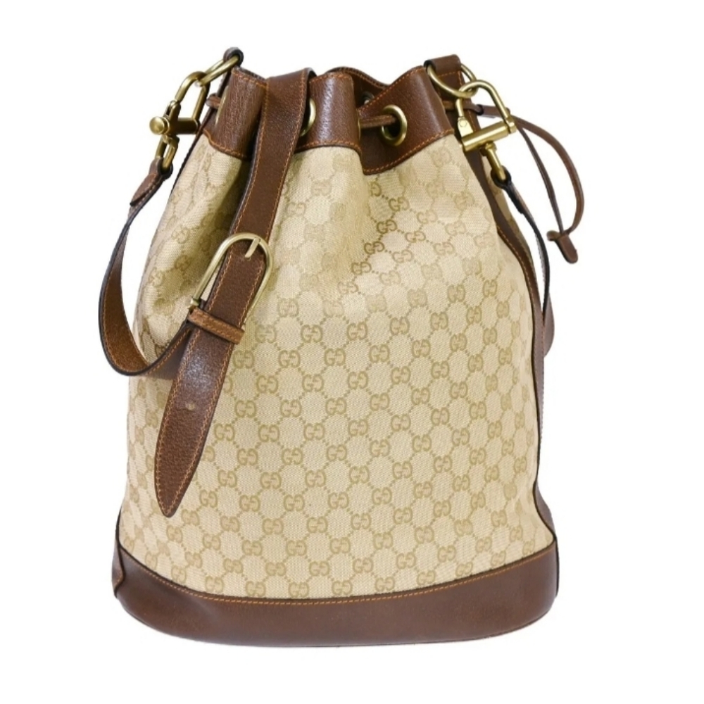 Gucci Gg Pattern Drawstring Shoulder Bag Canvas - Gem